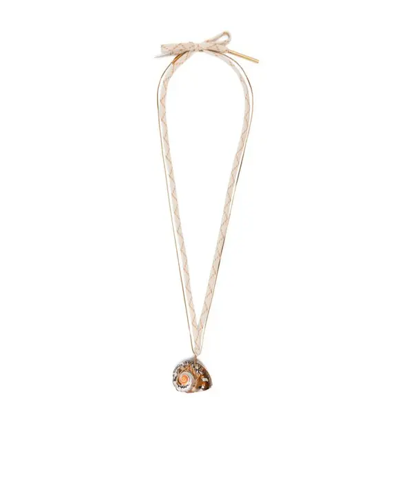 Dries Van Noten Shell Pendant Necklace - Gold-tone Cream