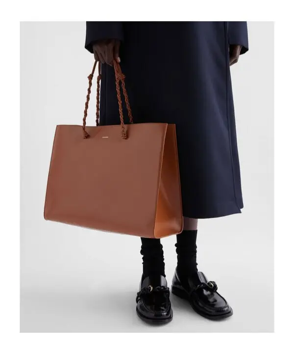 JIL SANDER Gle Tote Bag With Knotted Top Handles - Tan