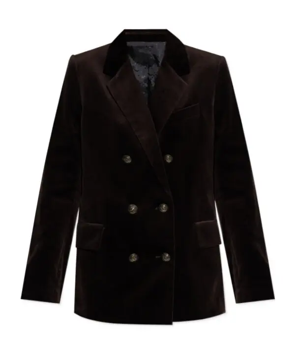 Zadig&Voltaire Double-breasted Velvet Blazer With Embossed Buttons