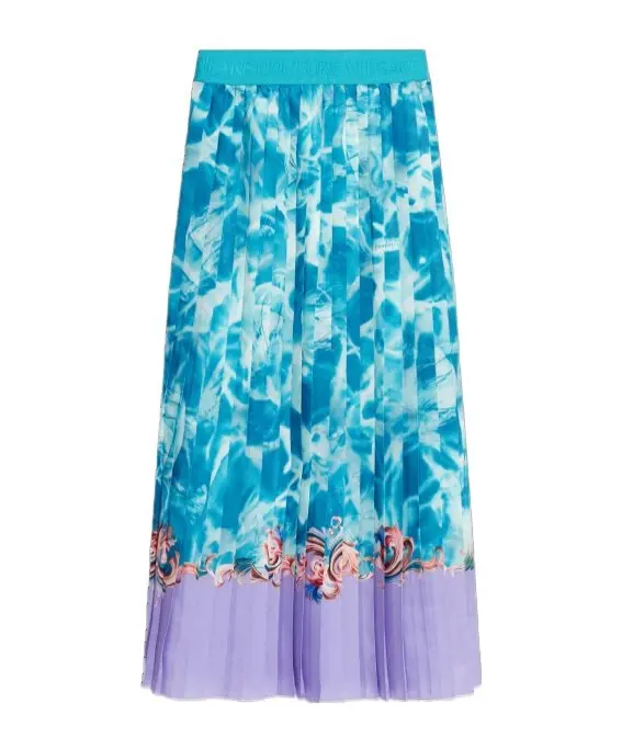 Versace Printed Pleated Midi Skirt