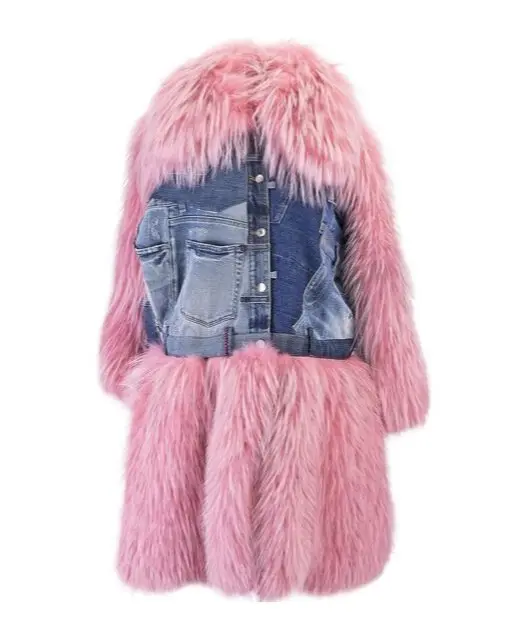 Dolce & Gabbana Paneled Fur And Denim Coat