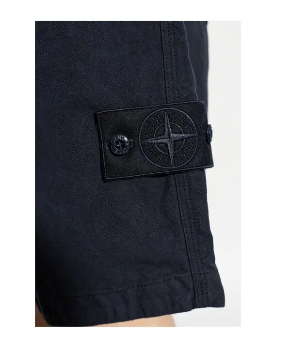 Stone Island Logo Patch Bermuda Shorts - Blue