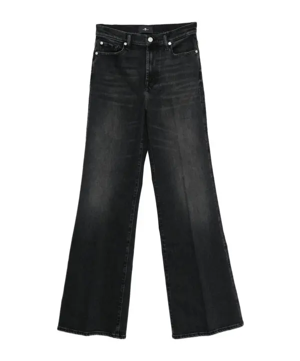 7 For All Mankind Flared Regular-waist Jeans - Black