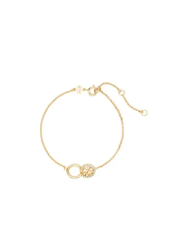 Tory Burch Logo-charm Bracelet - Gold / Crystal