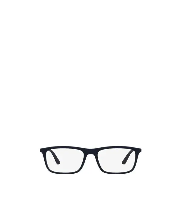 Emporio Armani Matte Effect Rectangle Eyeglasses With Sunglass Clips - Black