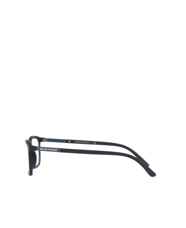 Emporio Armani Matte Effect Rectangle Eyeglasses With Sunglass Clips - Black