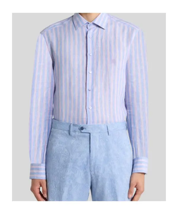 Etro Striped Long-sleeved Shirt - Light Blue