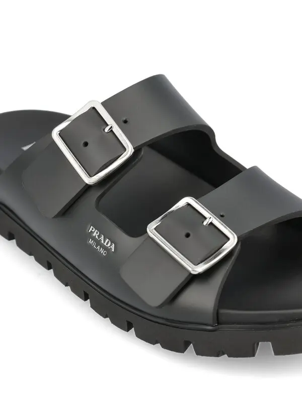 Prada Logo Detailed Buckled Sandals