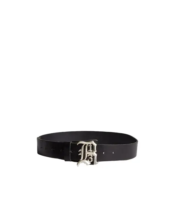 R13 Leather Buckle Belt - Black
