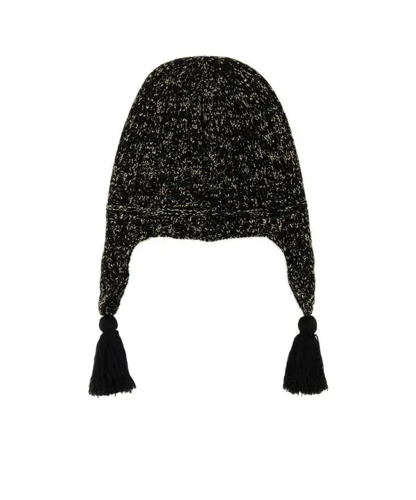Valentino Garavani Knitted Beanie With Tassel Detail - Black
