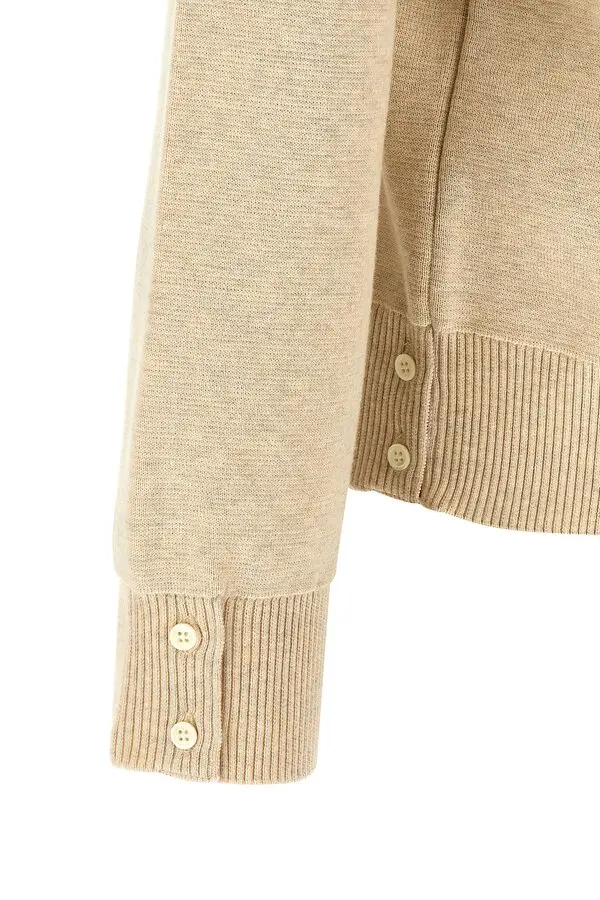 Thom Browne 4-bar Milan Stitch Knitted Crew Neck Sweater - Beige