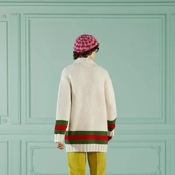 Gucci Knitted Cardigan With Ribbon Trim