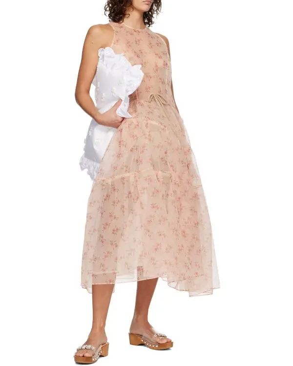 Simone Rocha Pillowcase Clutch Bag With Floral Embroidery And Pearl Embellishments - White