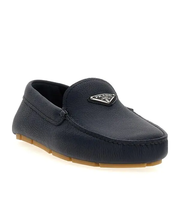 Prada Logo Plaque Slip-on Loafers