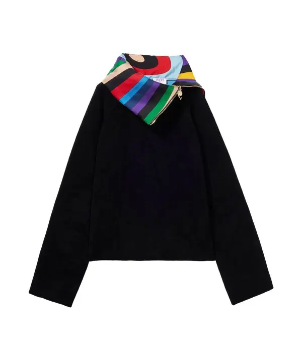 Emilio Pucci Abstract Print Trim Velvet Sweater