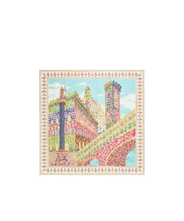 FERRAGAMO Palazzo Spini Feroni Print Silk Foulard - Polychromatic