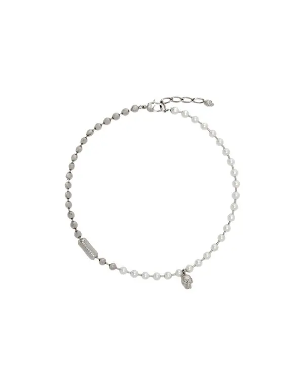 Alexander McQueen Skull Embellished Necklace - Palladium Gold