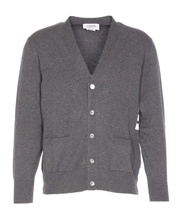 Thom Browne 4-bar V-neck Cardigan - Grey