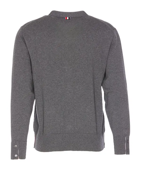 Thom Browne 4-bar V-neck Cardigan - Grey