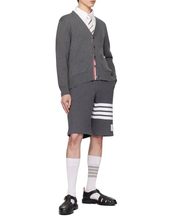 Thom Browne 4-bar V-neck Cardigan - Grey