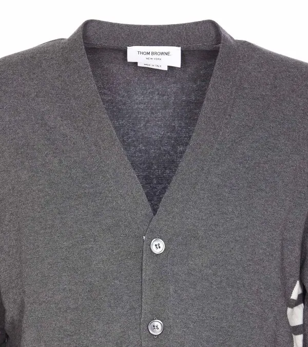 Thom Browne 4-bar V-neck Cardigan - Grey