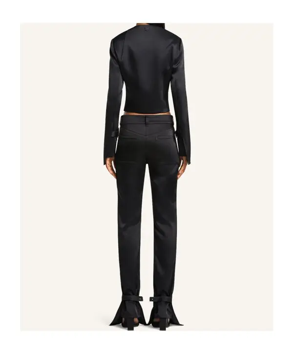 COURREGES Oblique Satin Tailored Cropped Jacket - Black