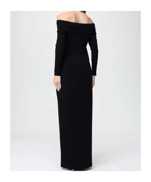Ralph Lauren Off-shoulder Gown With Pleated Waist Detail