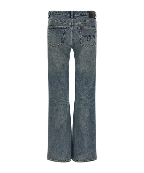 R13 Straight Leg Jeans With Contrast Stitching