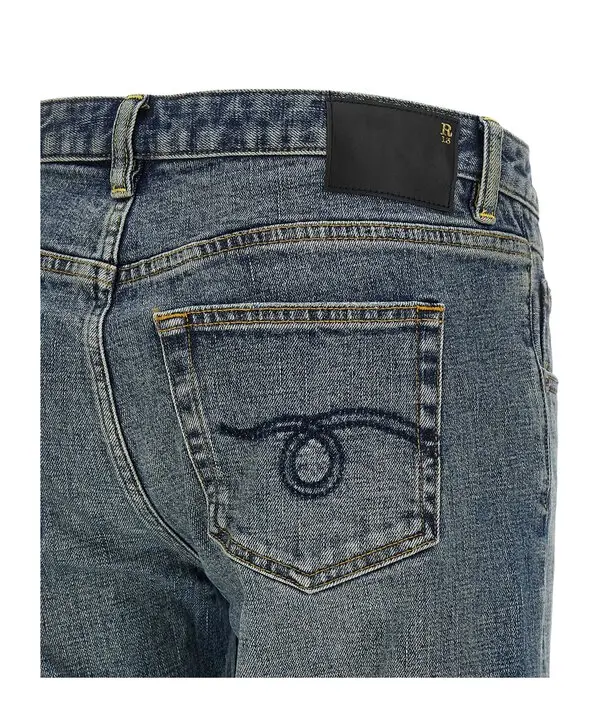 R13 Straight Leg Jeans With Contrast Stitching
