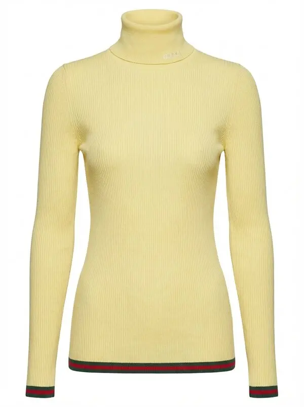 Gucci Ribbed High-neck Cashmere And Silk Blend Top - Light Beige