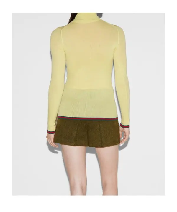 Gucci Ribbed High-neck Cashmere And Silk Blend Top