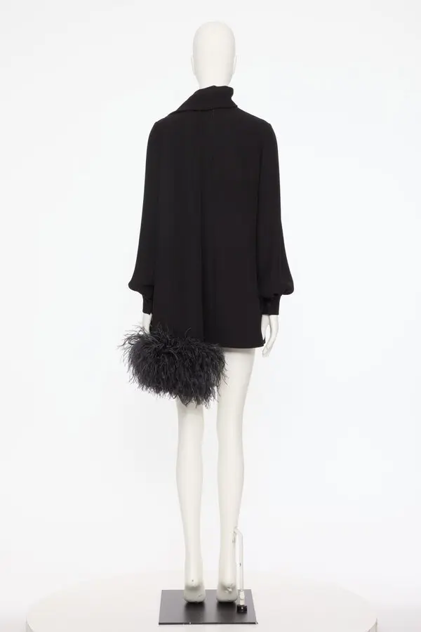 Valentino Garavani Long Sleeve Feather Trim Top