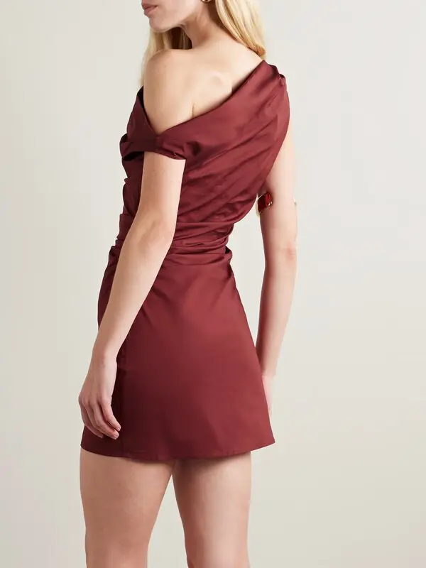 Staud Phare Pleated Mini Dress - Wine Red