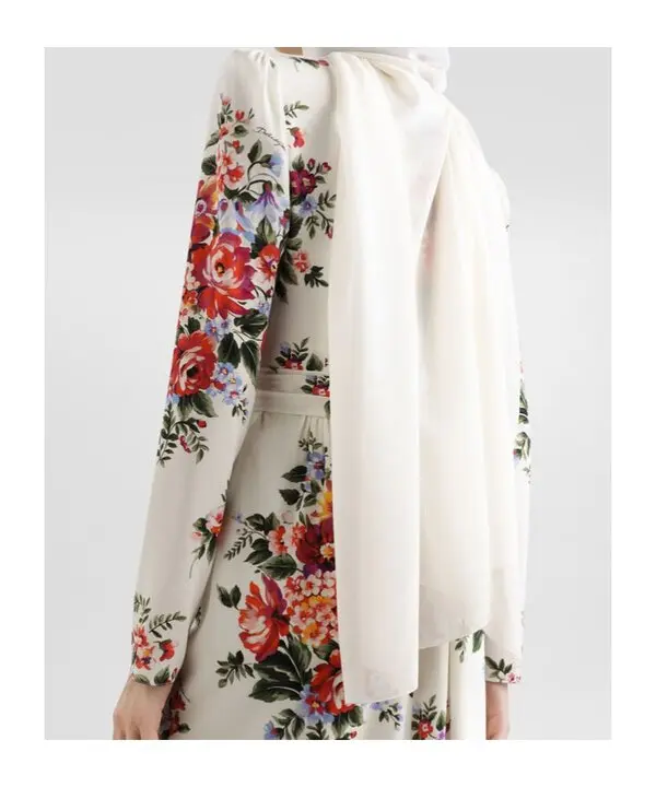 Dolce & Gabbana Floral Print Long Sleeve Charmeuse Dress