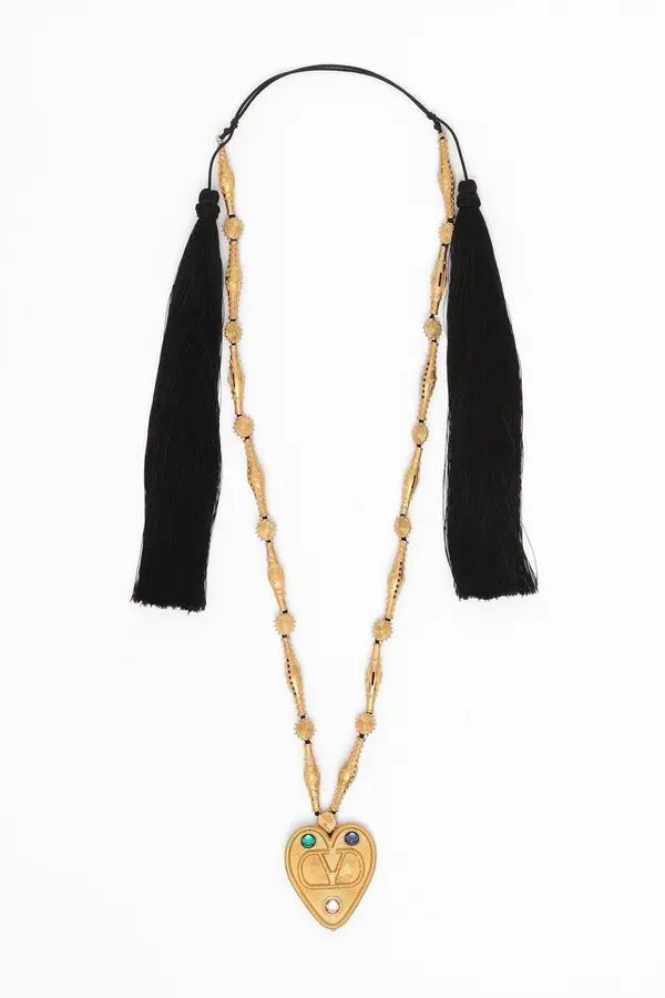 Valentino Garavani Logo Pendant Necklace - Black