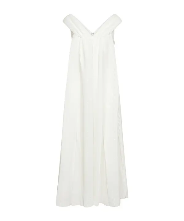 Co Name' Pleated Bardot Maxi Dress - White