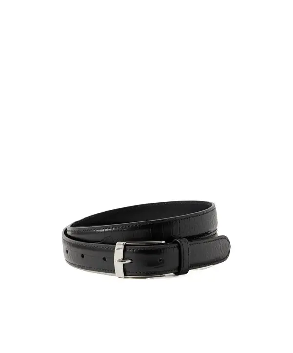 NILI LOTAN Dana Crocodile-patterned Leather Belt - Black