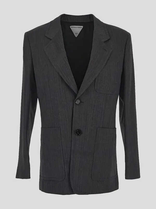 Bottega Veneta Chevron Single-breasted Blazer - Black