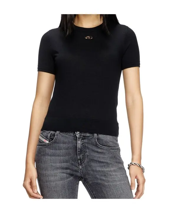 DIESEL® M-aline Logo Embroidered Knitted Top - Black