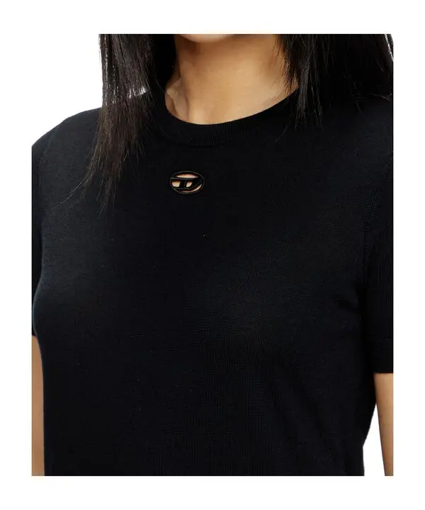 DIESEL® M-aline Logo Embroidered Knitted Top - Black