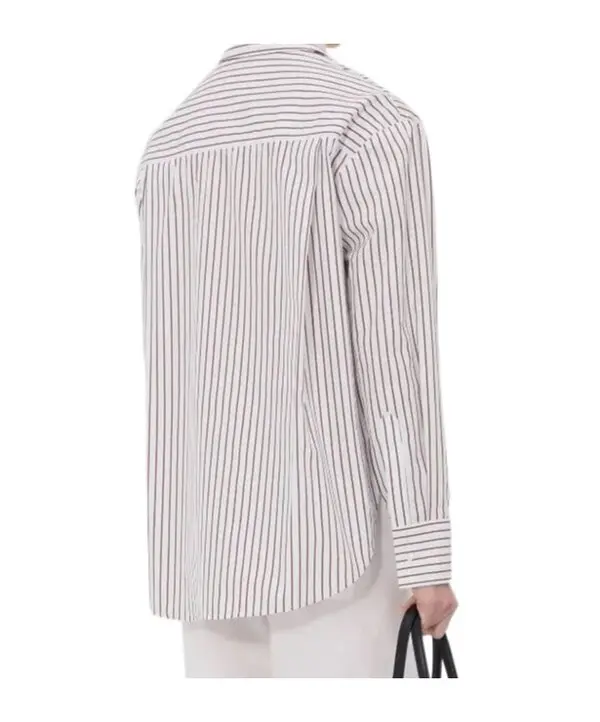 Loulou De Saison Maud Oversized Striped Poplin Shirt - White