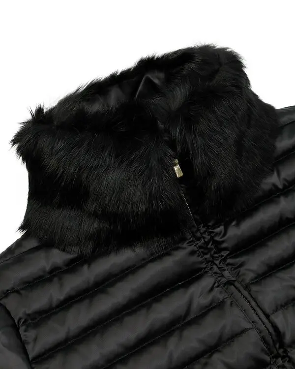 EA7 Quilted Down Jacket With Fur Collar