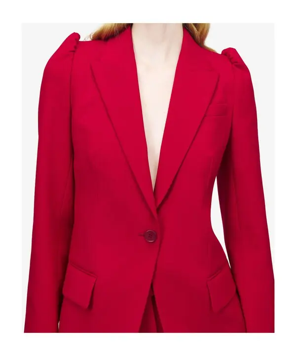 Alexander McQueen Single Breasted Blazer With T-bar Detail - Deep Red