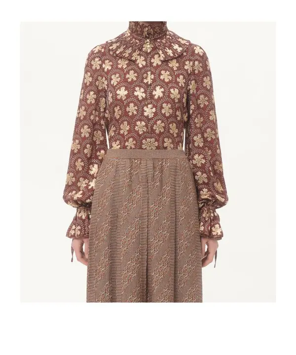Valentino Garavani Printed Ruffled Collar Shirt With Wide Sleeves