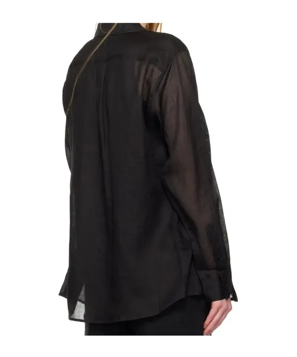 TOTEME Double-collar Long-sleeve Shirt - Black