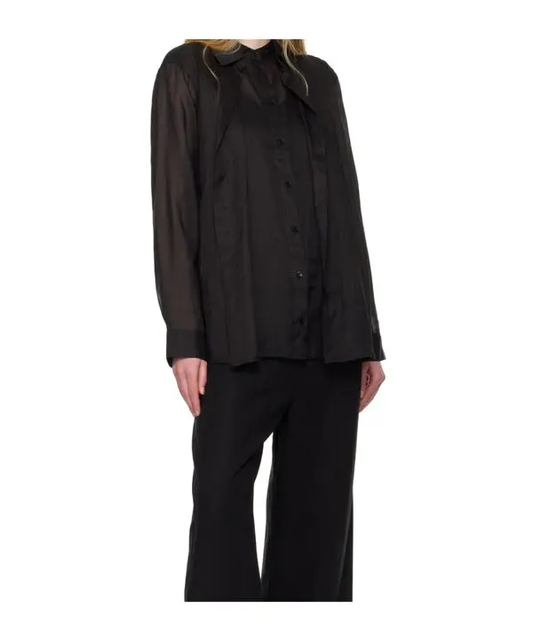 TOTEME Double-collar Long-sleeve Shirt - Black