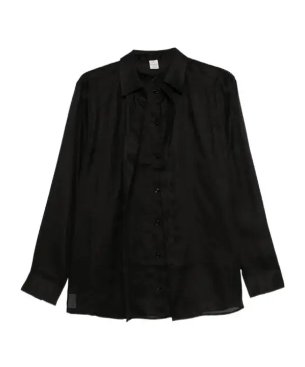 TOTEME Double-collar Long-sleeve Shirt - Black