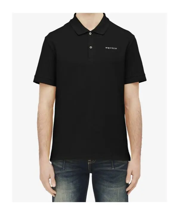 Alexander McQueen Logo Embroidered Short-sleeved Polo Shirt - Black