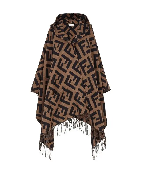 Fendi Ff Motif Fringed Poncho - No