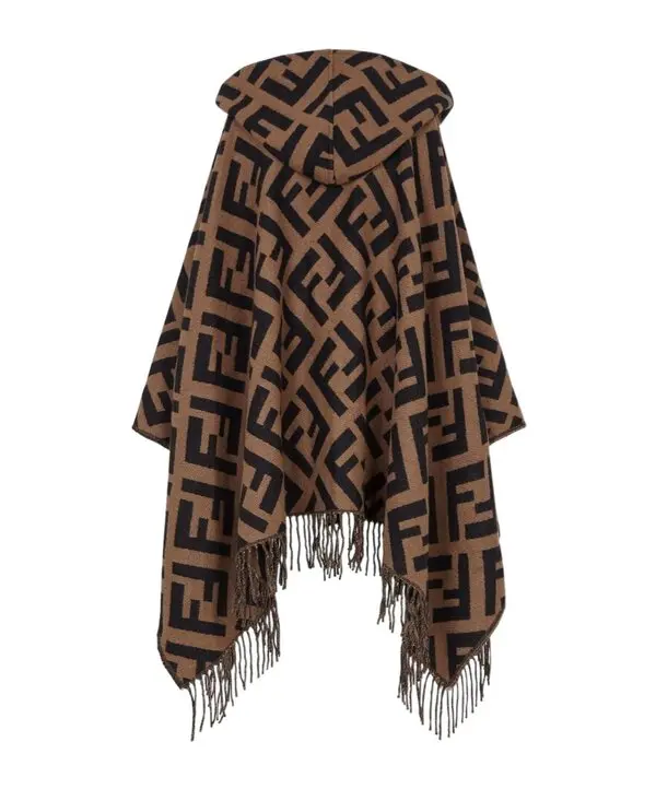 Fendi Ff Motif Fringed Poncho